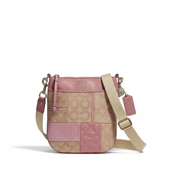 Coach | Bags | Vintage Coach Logo C Pink Canvas Patchwork Crossbody ...